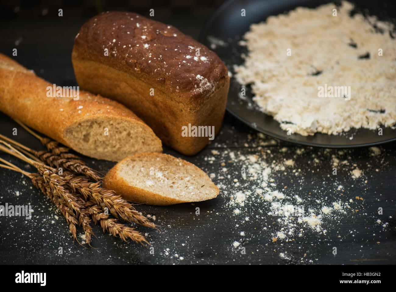 Bread composition with wheats Stock Photo - Alamy