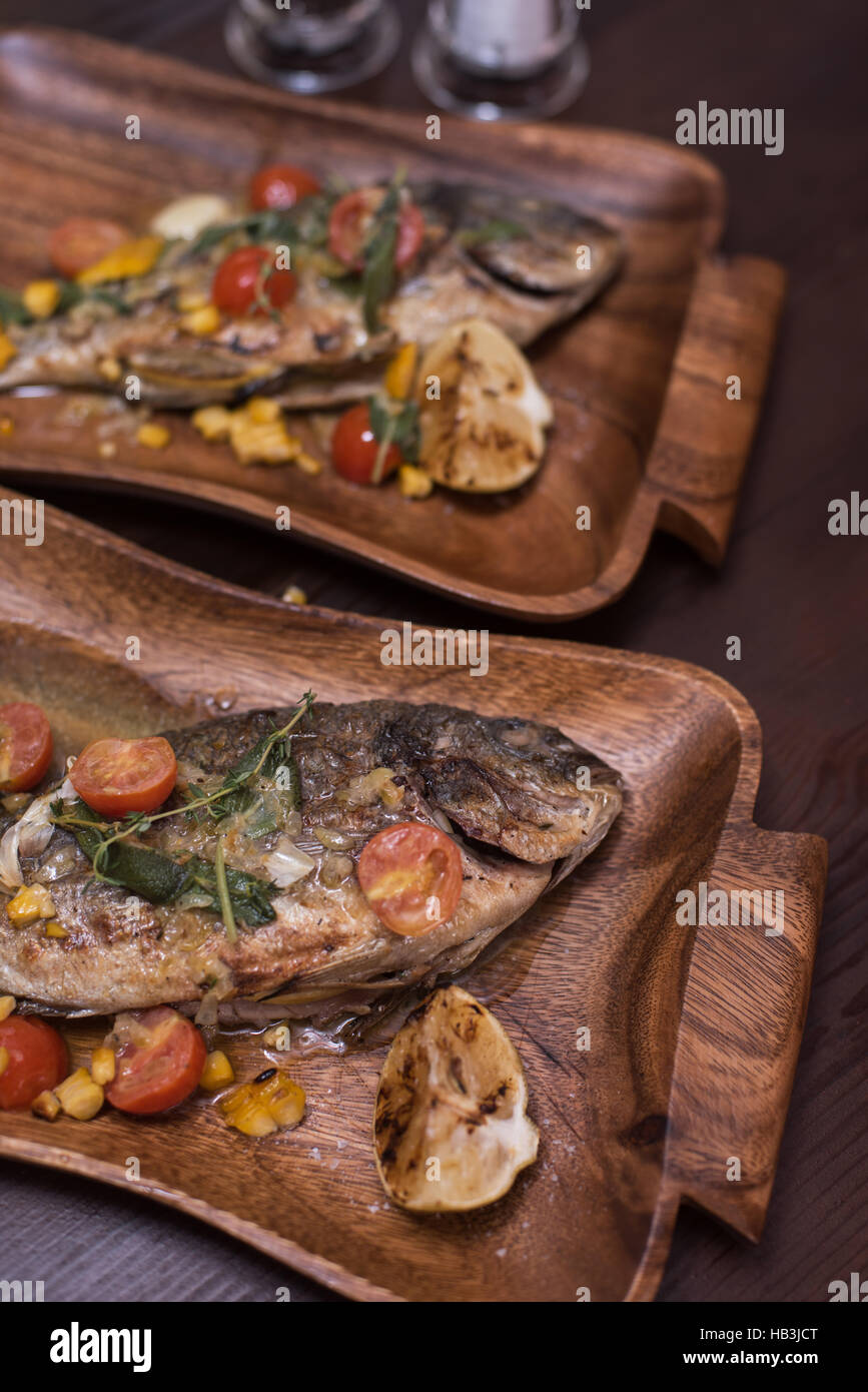 Grilled dorado fish Stock Photo - Alamy