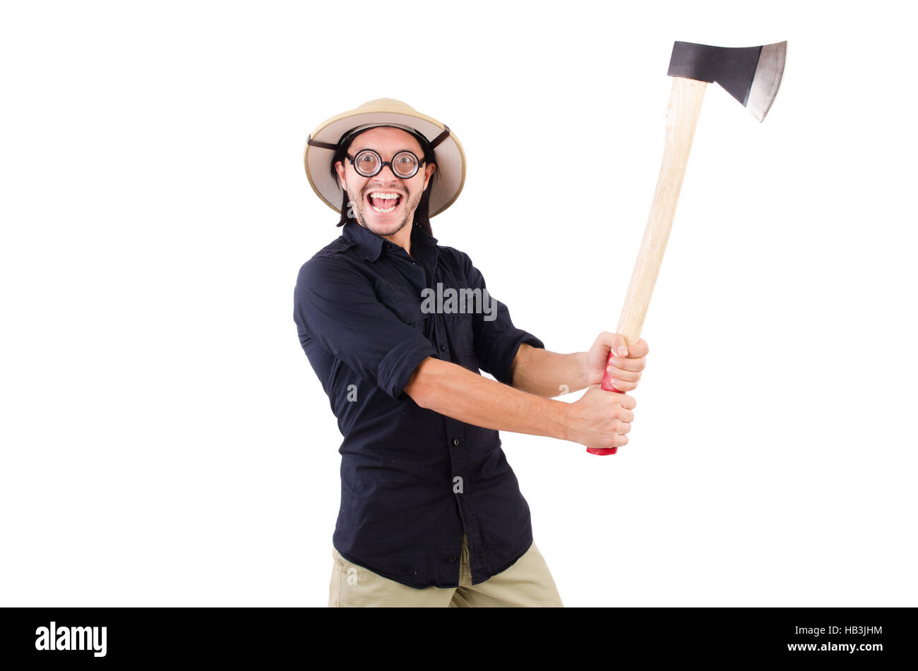 Man with axe isolated on white Stock Photo - Alamy