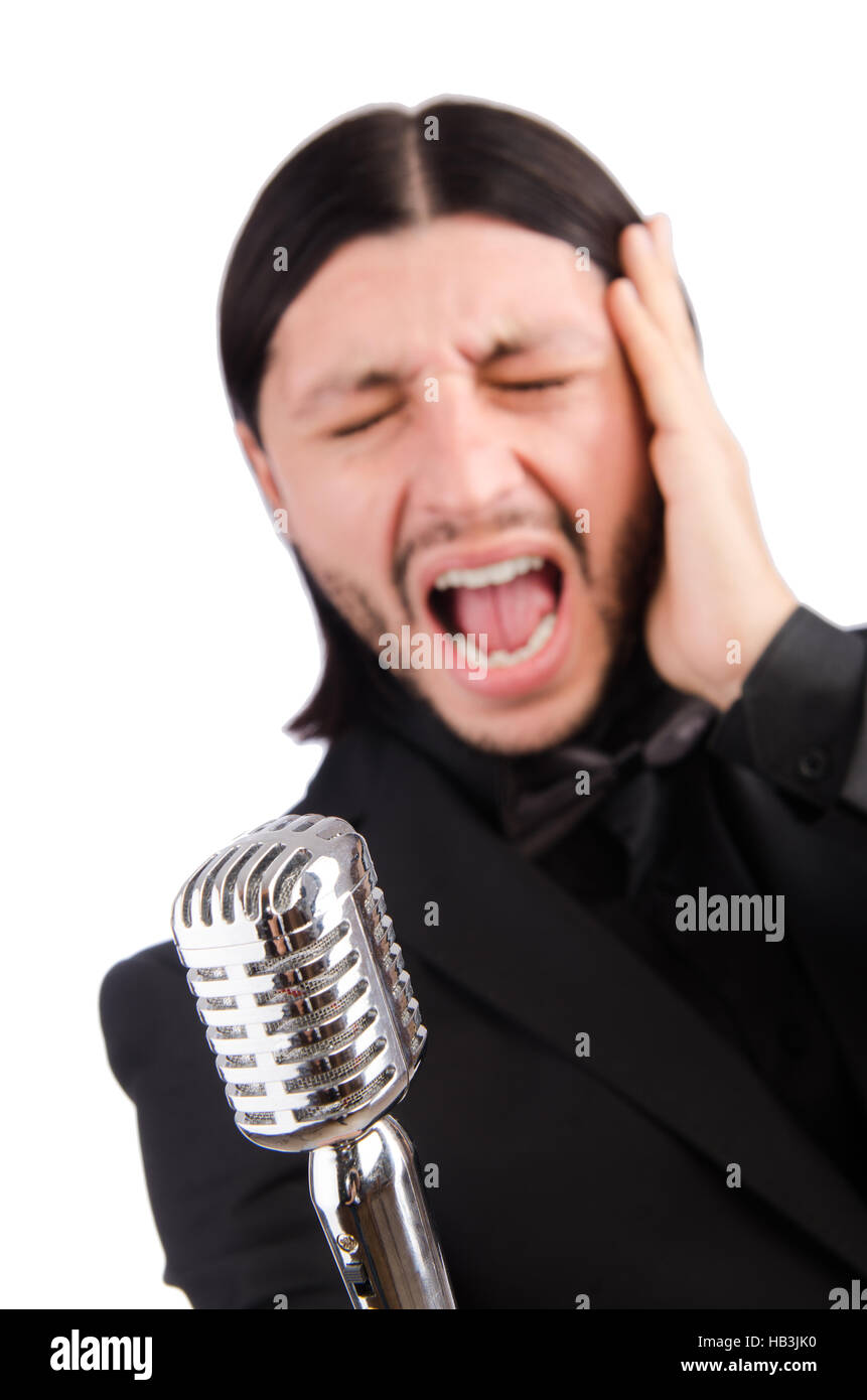 Man singing in the karaoke club Stock Photo - Alamy