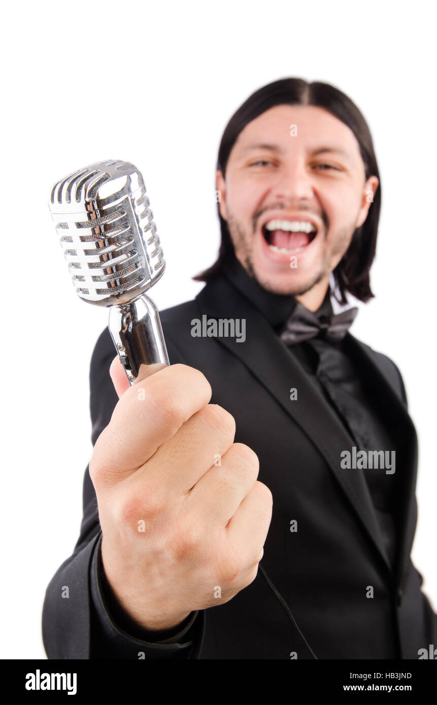 Man singing in the karaoke club Stock Photo - Alamy