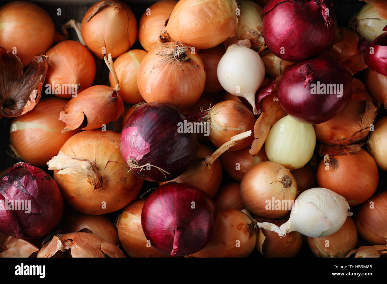 Group of onions top view Stock Photo - Alamy