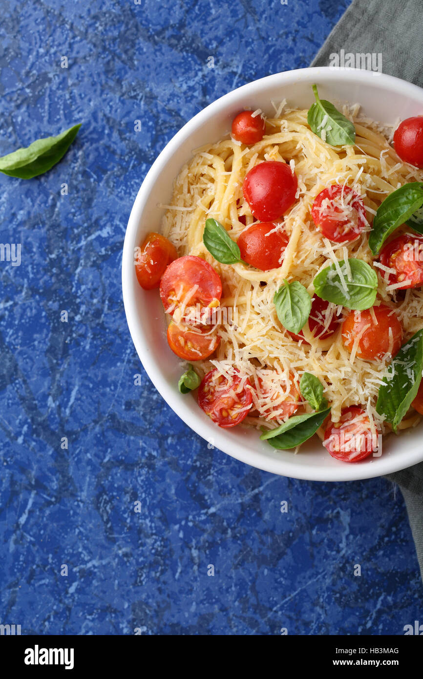 Italian pasta in white bowl, food top view Stock Photo - Alamy