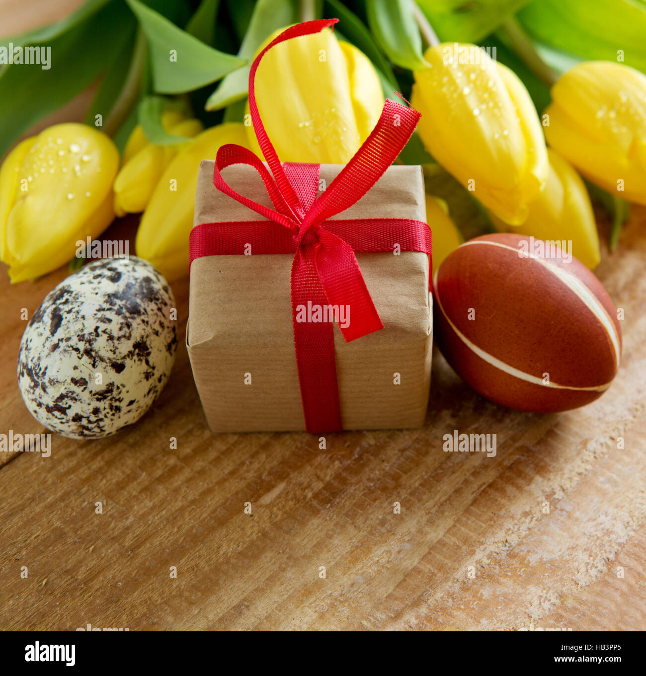 Easter eggs and gift box isolated Stock Photo - Alamy