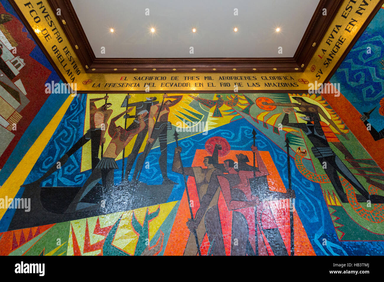 Mural by Guayasamin in the Quito's Presidential Palace, Ecuador Stock ...