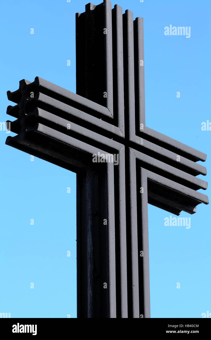 black iron cross on a sky background Stock Photo - Alamy