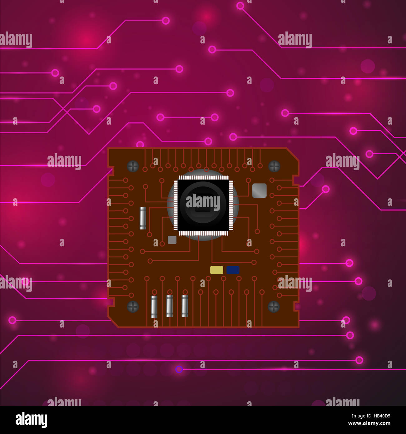 Modern Computer Technology Red Background Stock Photo - Alamy