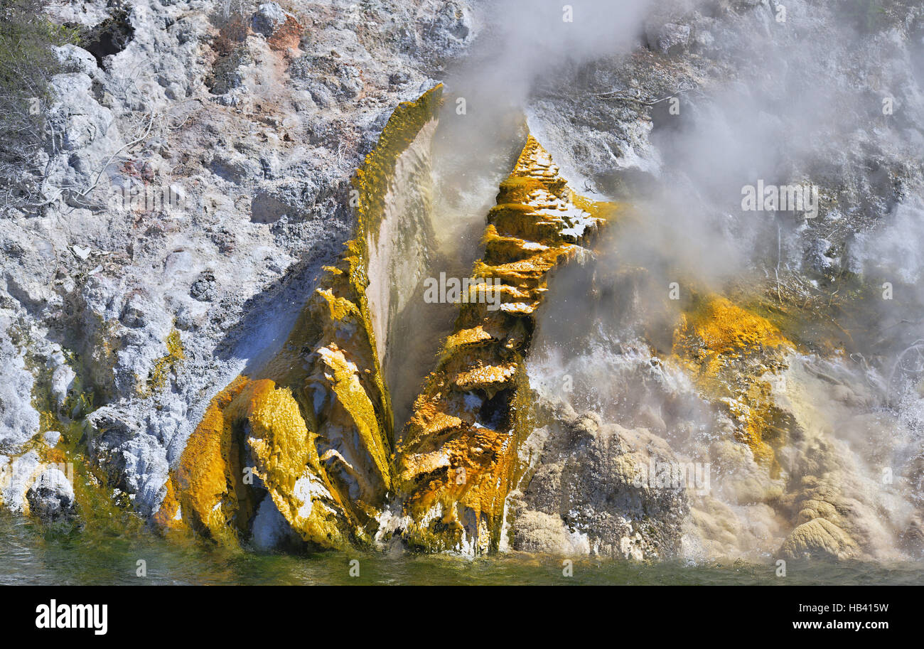Golden volcanic steam vent Stock Photo - Alamy