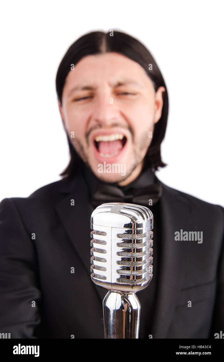 Man singing in the karaoke club Stock Photo - Alamy