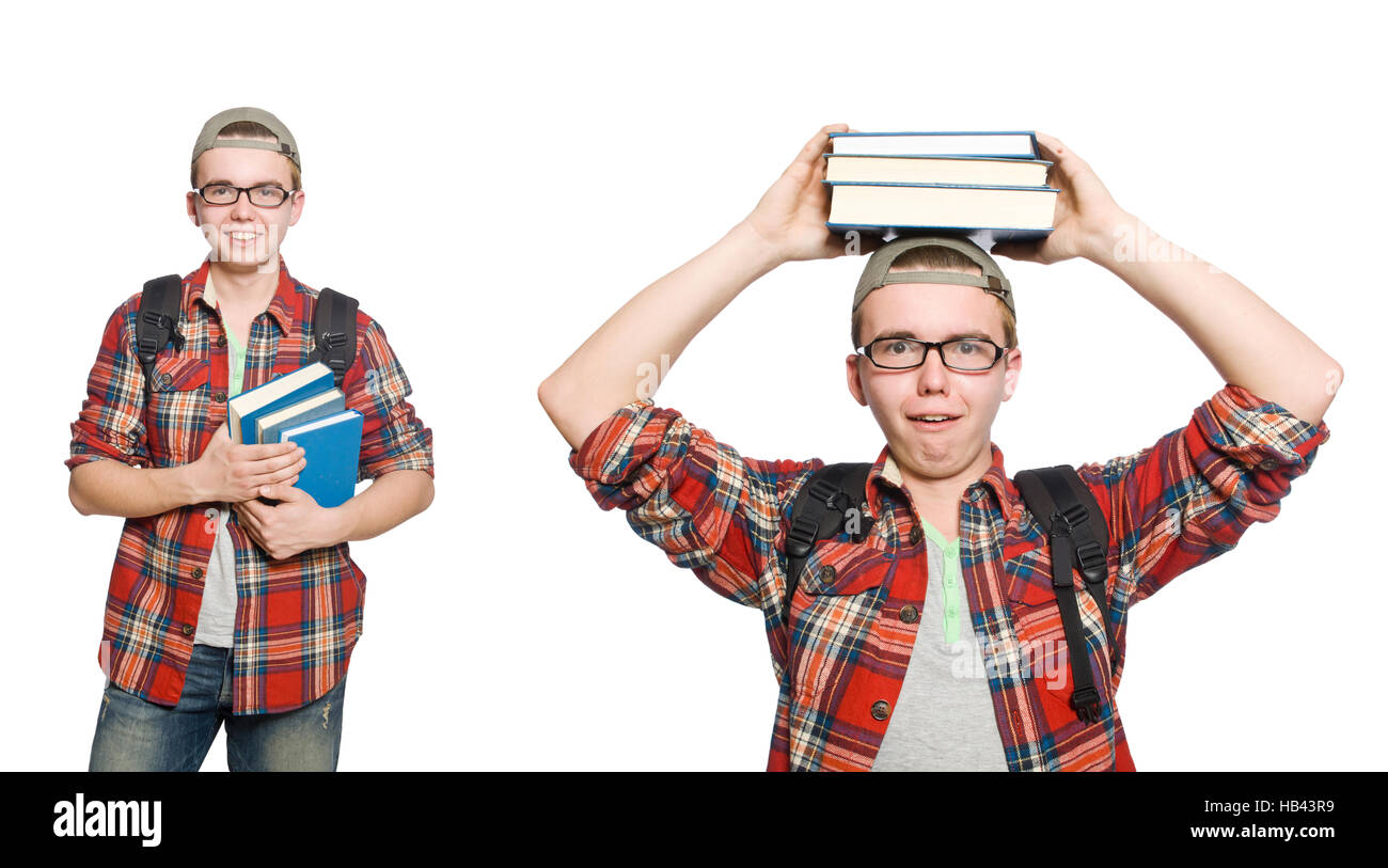 Composite photo of student with books Stock Photo - Alamy