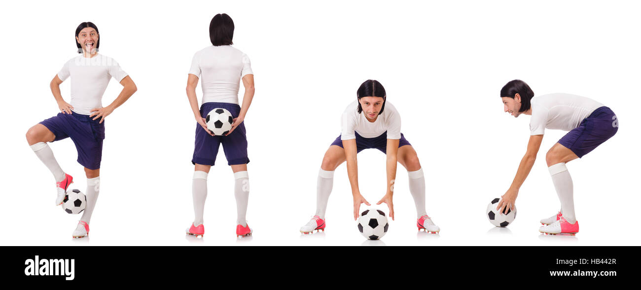 Young male football player isolated on white Stock Photo - Alamy