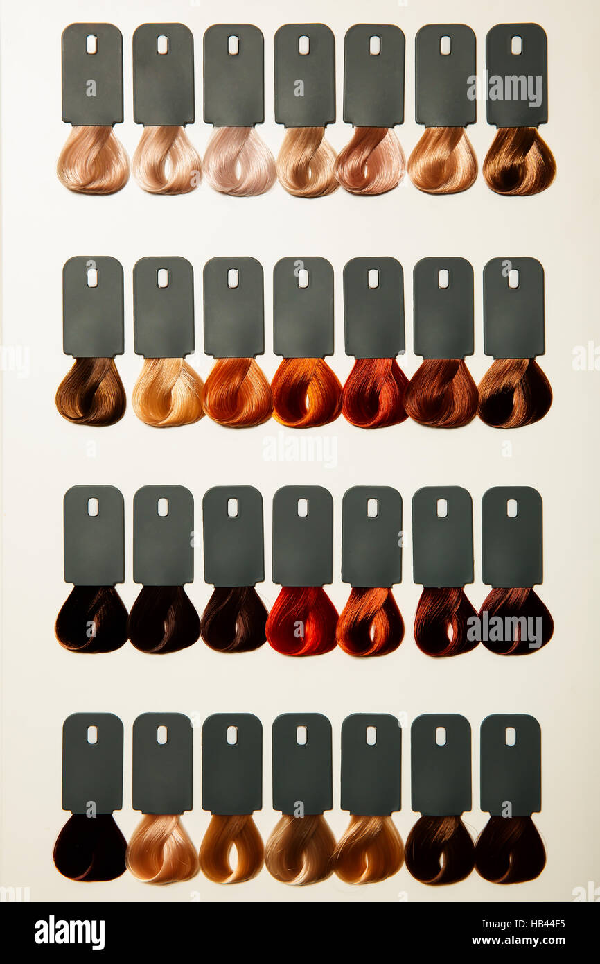 Palette of different colors to hair dye Stock Photo - Alamy