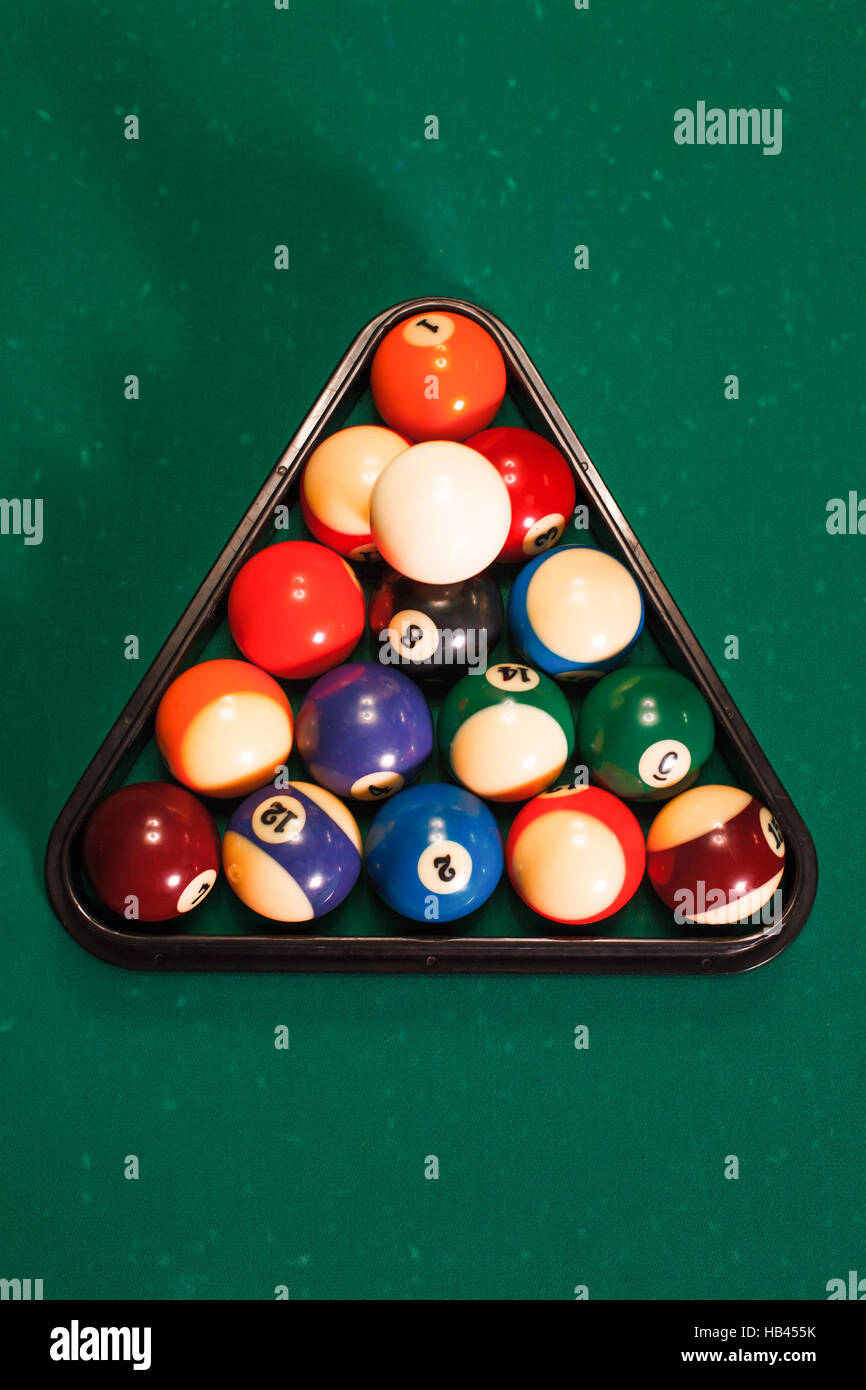 Balls in a pool triangle Stock Photo - Alamy