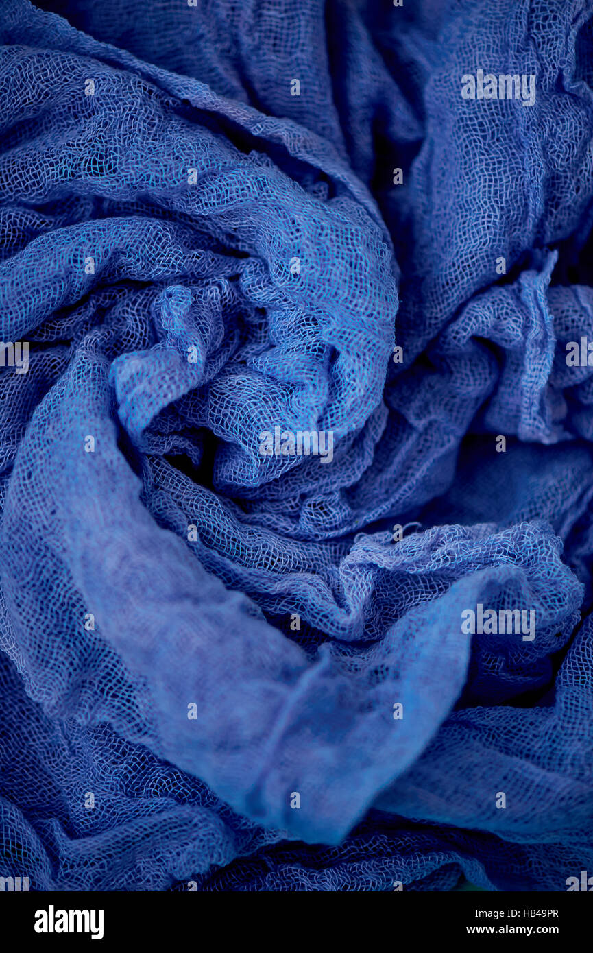 Textured, twisted into a flower gauze. Blue Close Stock Photo - Alamy