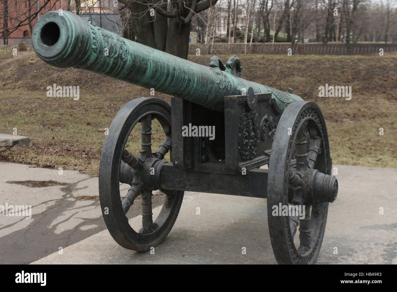 medieval bronze cannon front view Stock Photo - Alamy