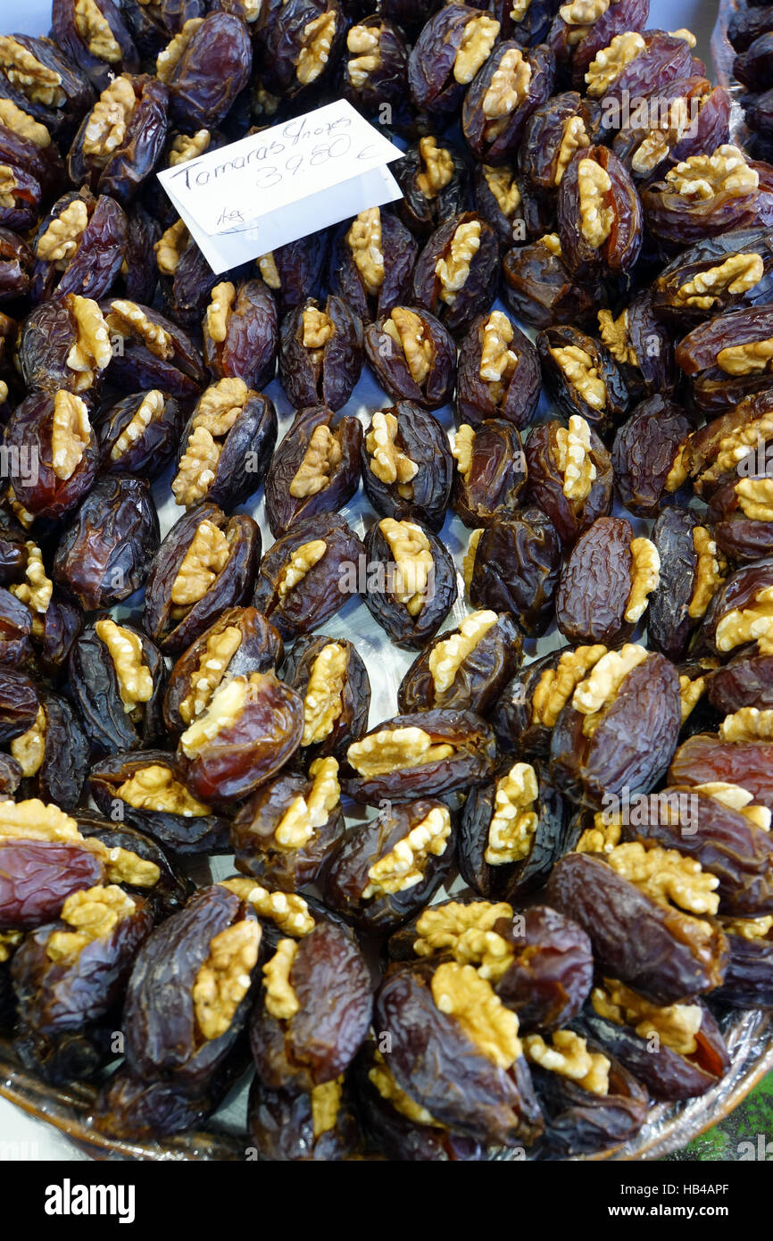 dates filled with walnut Stock Photo - Alamy