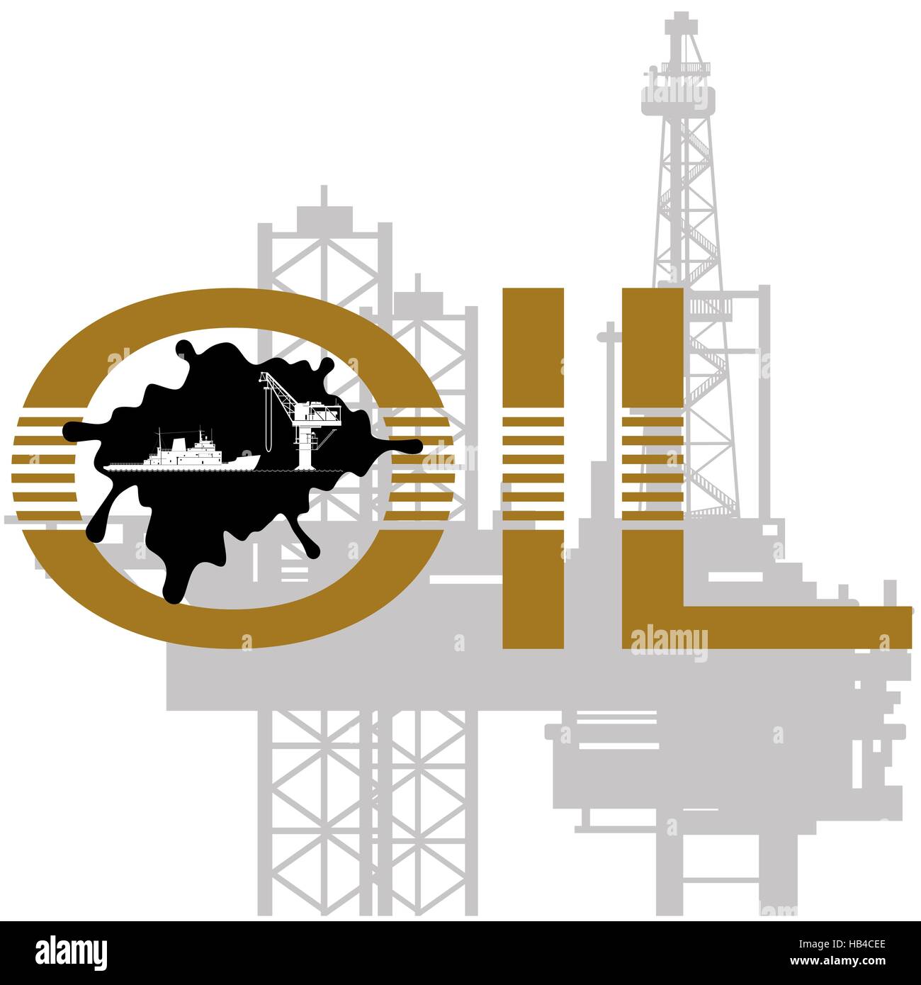 The inscription on the background loop oil platform. The illustration ...