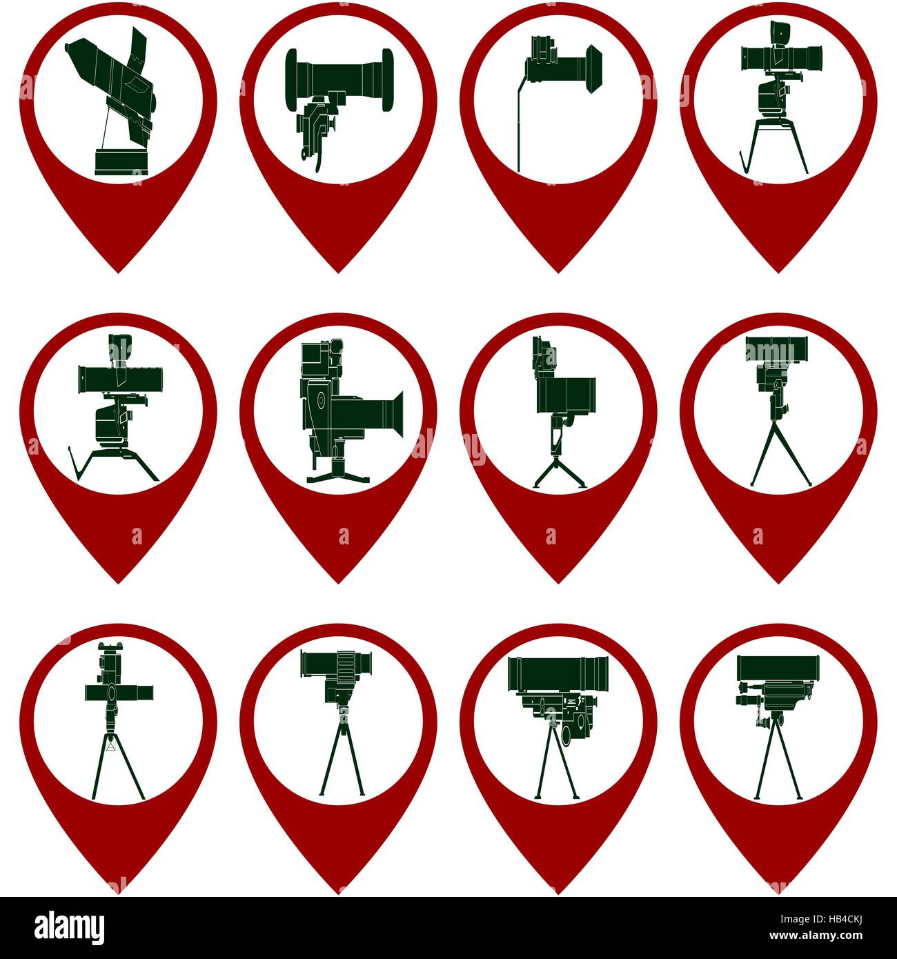 Icons with images of abstract ATGM. Illustration on white background ...