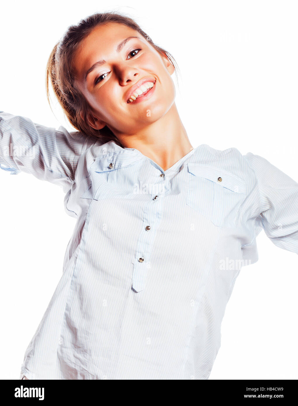cute young pretty girl thinking on white background isolated clo Stock ...