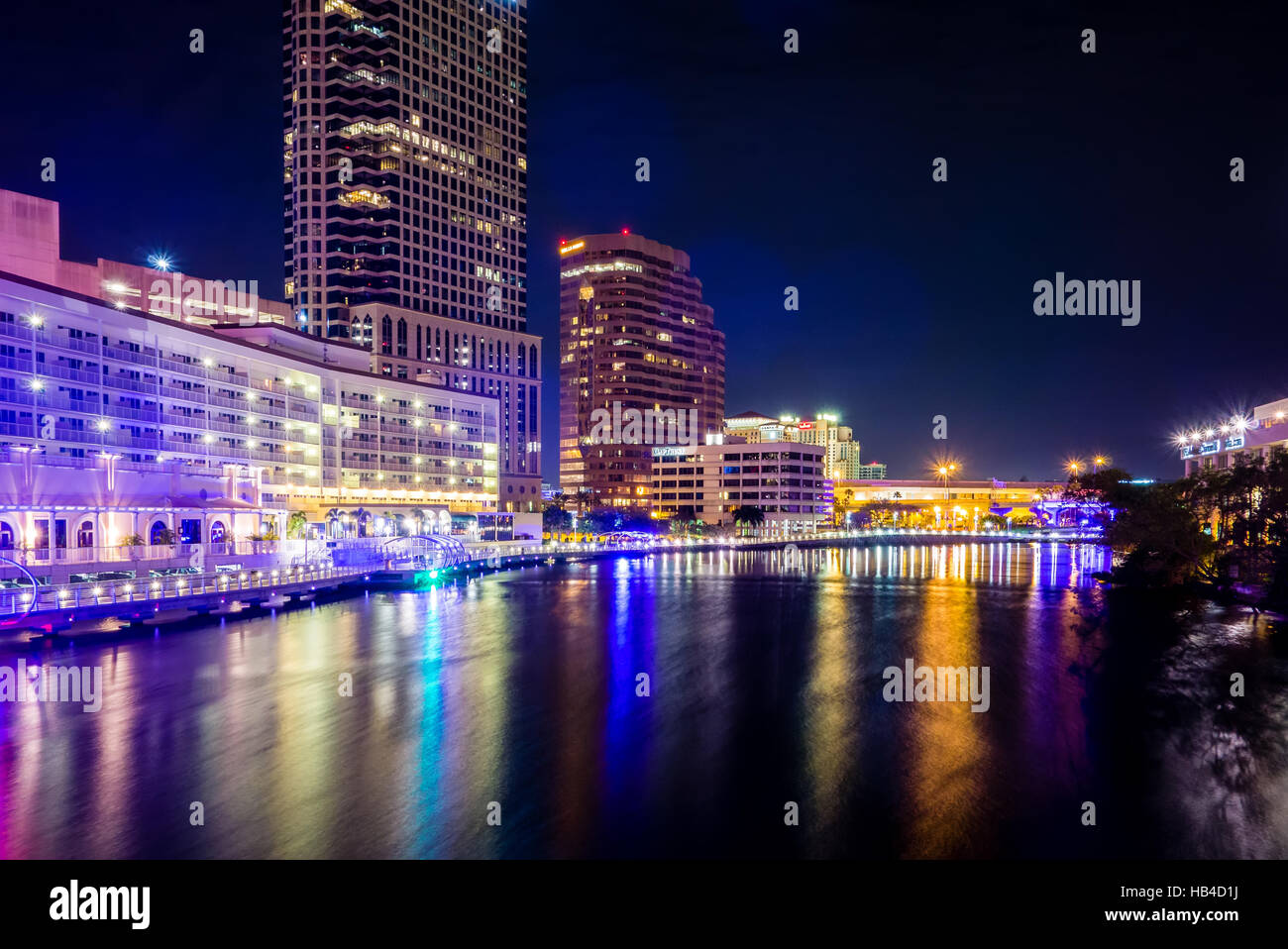 Downtown tampa florida skyline at night Stock Photo - Alamy