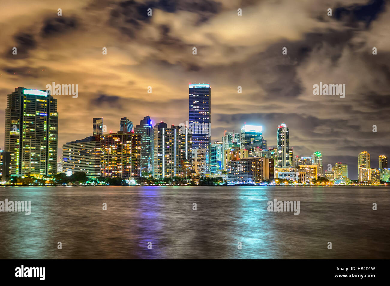 miami florida city skyline at night Stock Photo - Alamy
