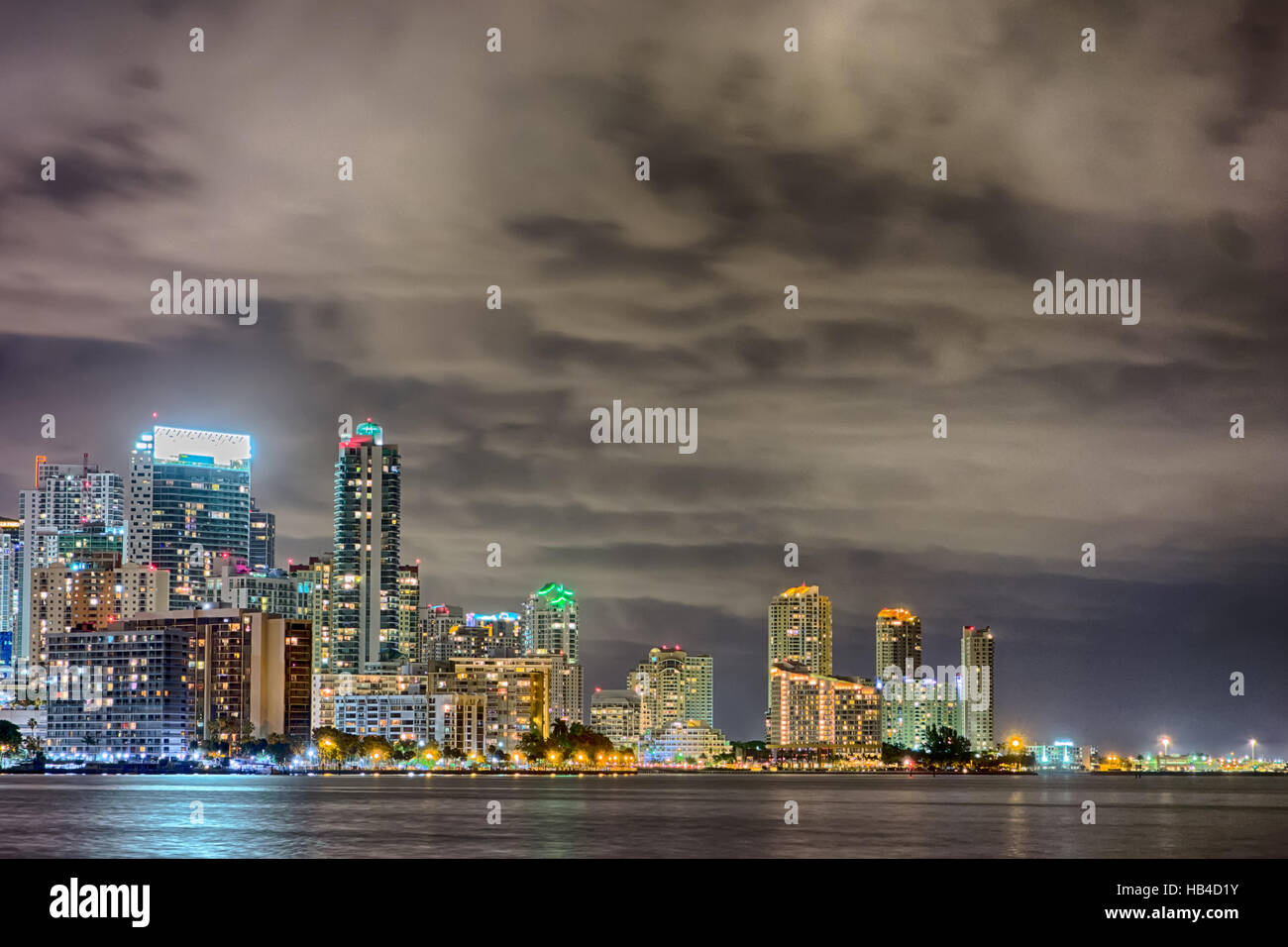 miami florida city skyline at night Stock Photo - Alamy