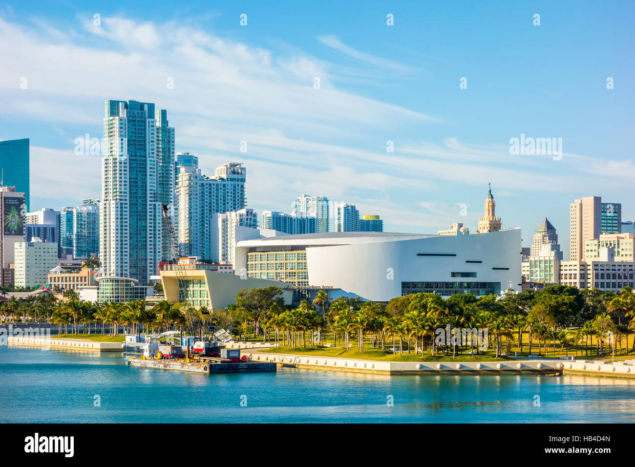 Miami Florida city skyline morning with blue sky Stock Photo - Alamy