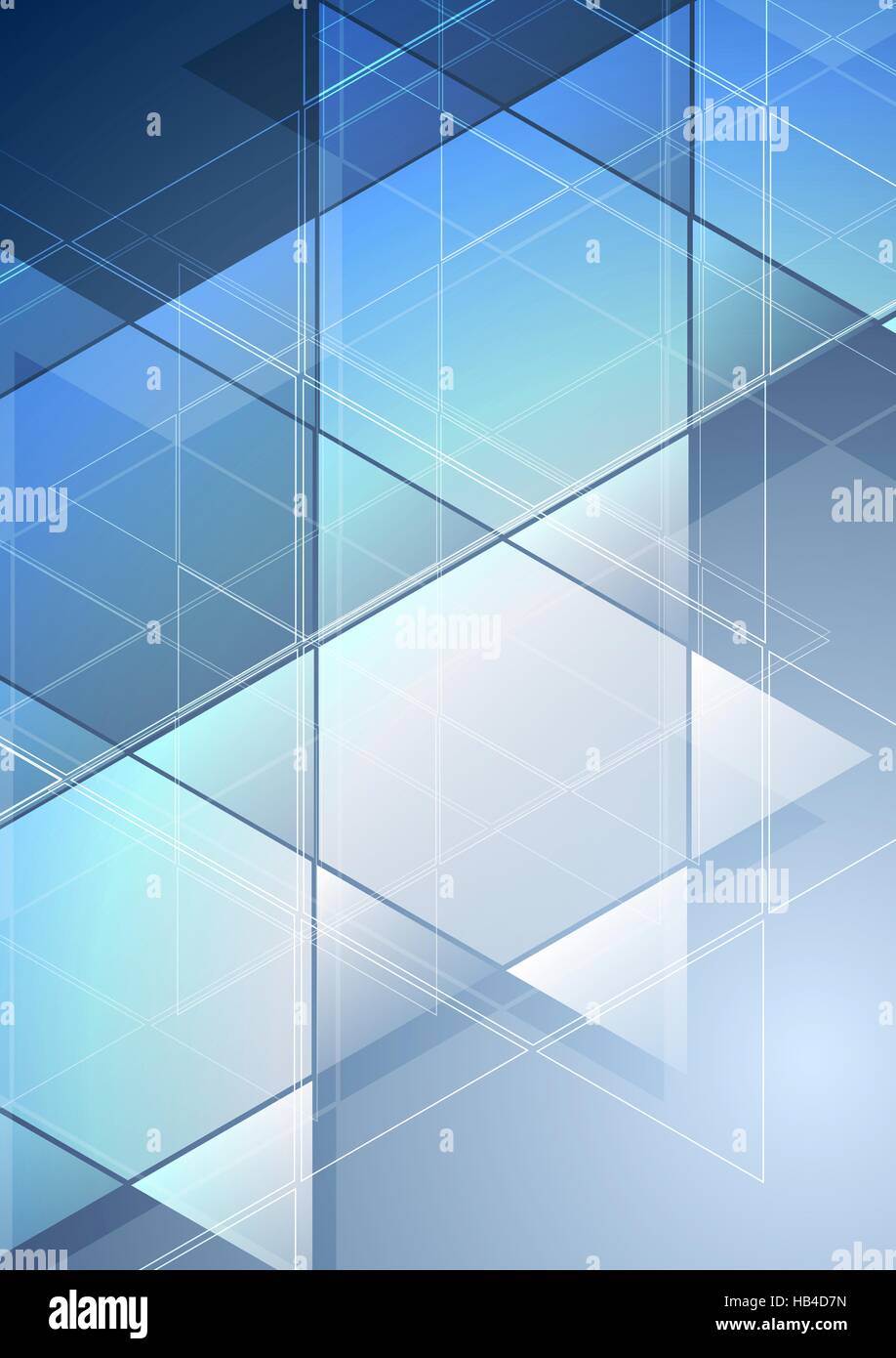 Blue abstract geometric flyer design Stock Photo - Alamy