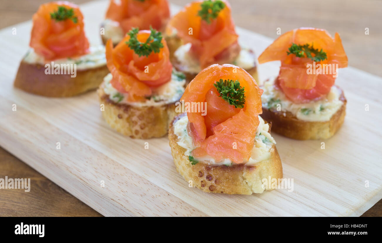 canapes with red fish Stock Photo - Alamy