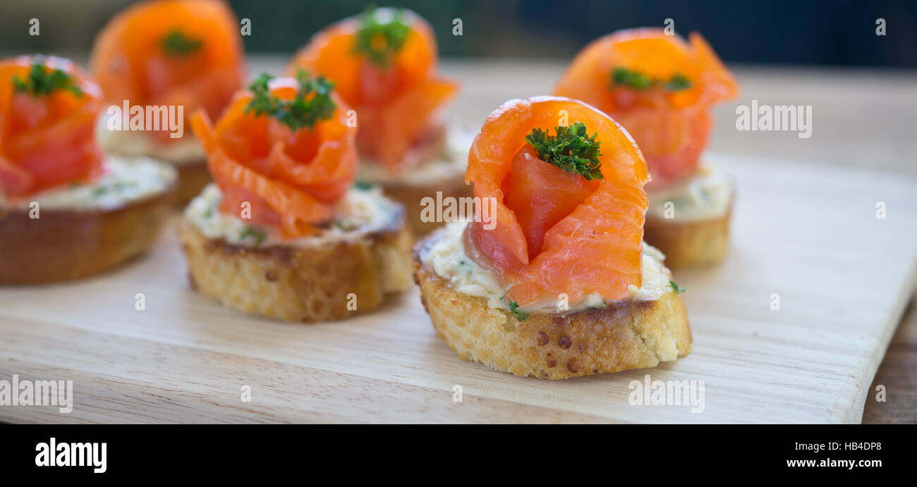 canapes with red fish Stock Photo - Alamy