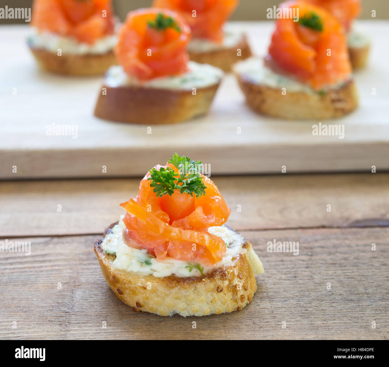 canapes with red fish Stock Photo - Alamy