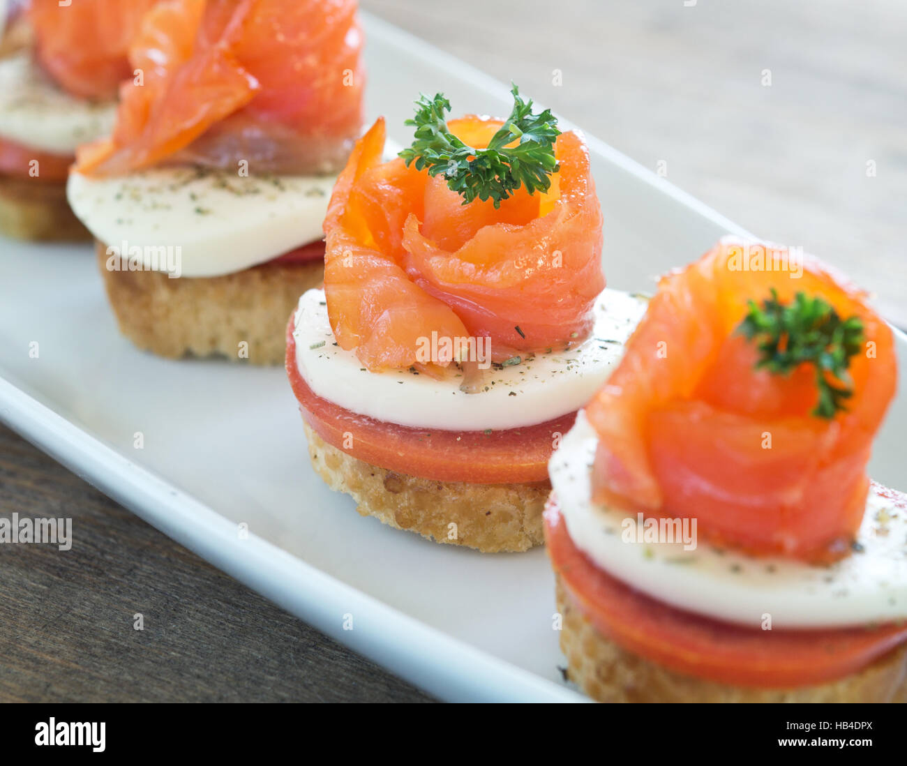 canapes with red fish Stock Photo - Alamy