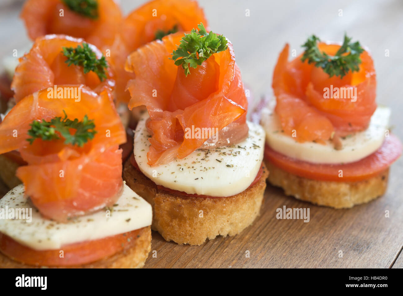 canapes with red fish Stock Photo - Alamy