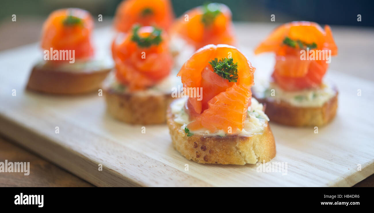 canapes with red fish Stock Photo - Alamy