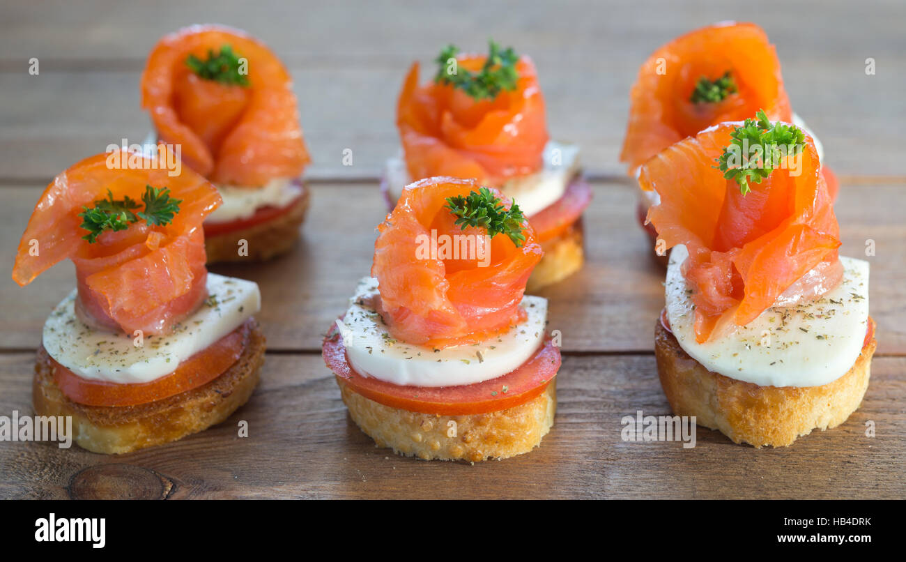 canapes with red fish Stock Photo - Alamy