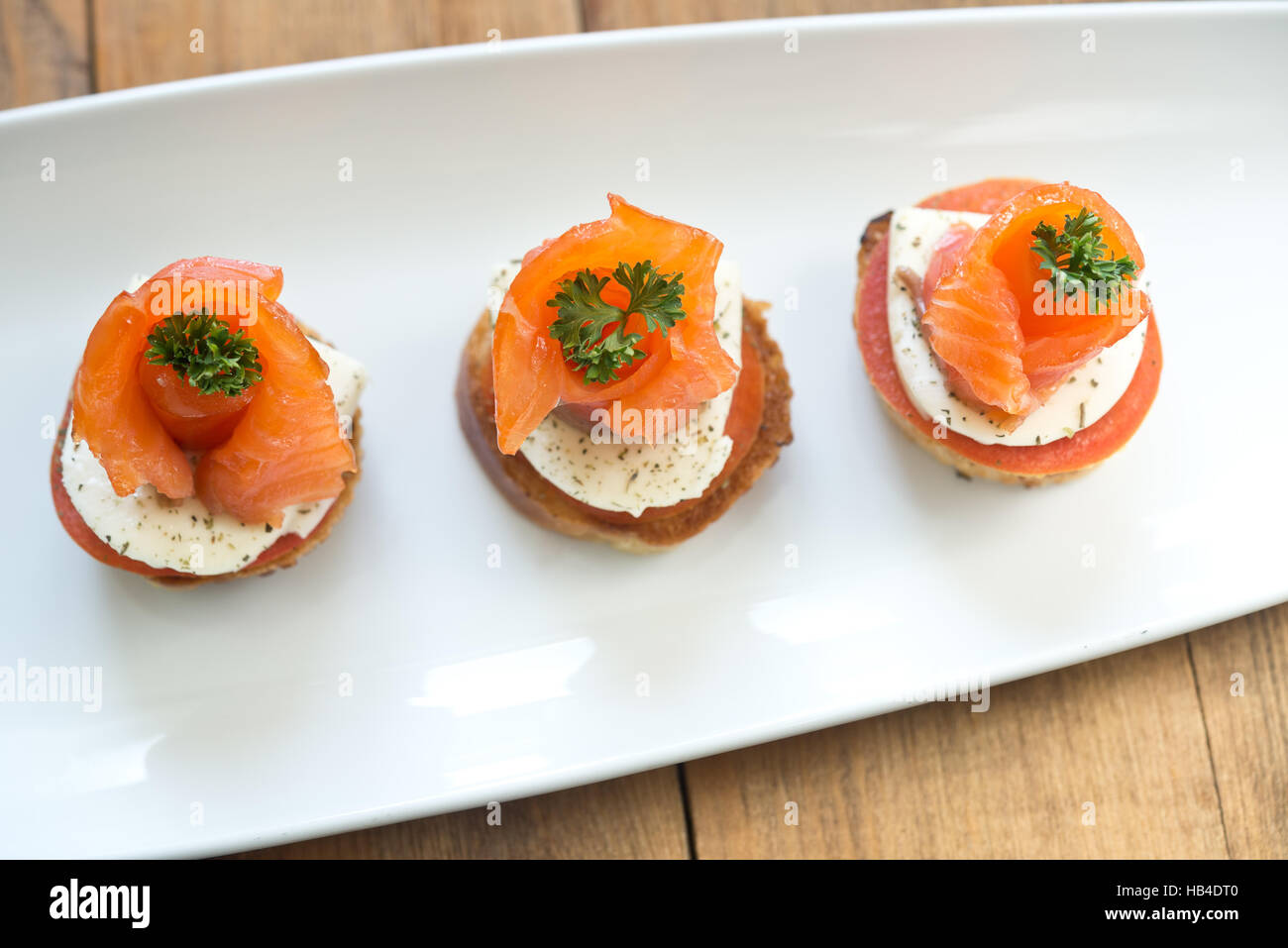 canapes with red fish Stock Photo - Alamy