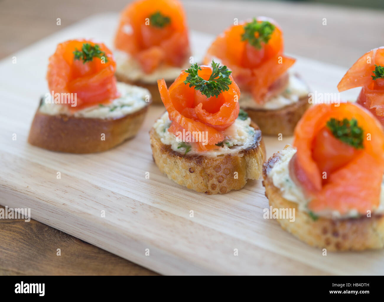 canapes with red fish Stock Photo - Alamy