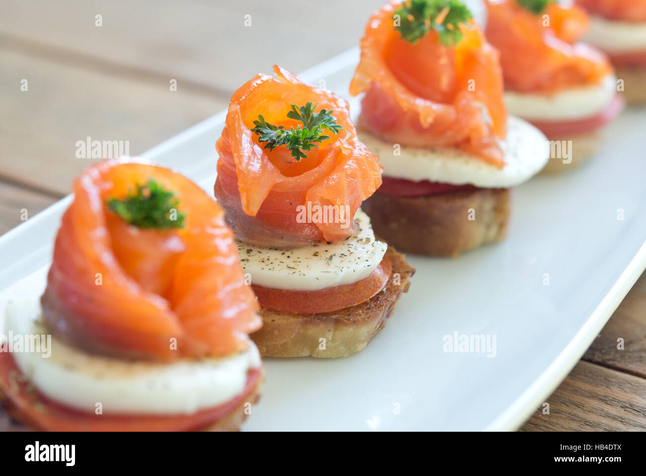 canapes with red fish Stock Photo - Alamy