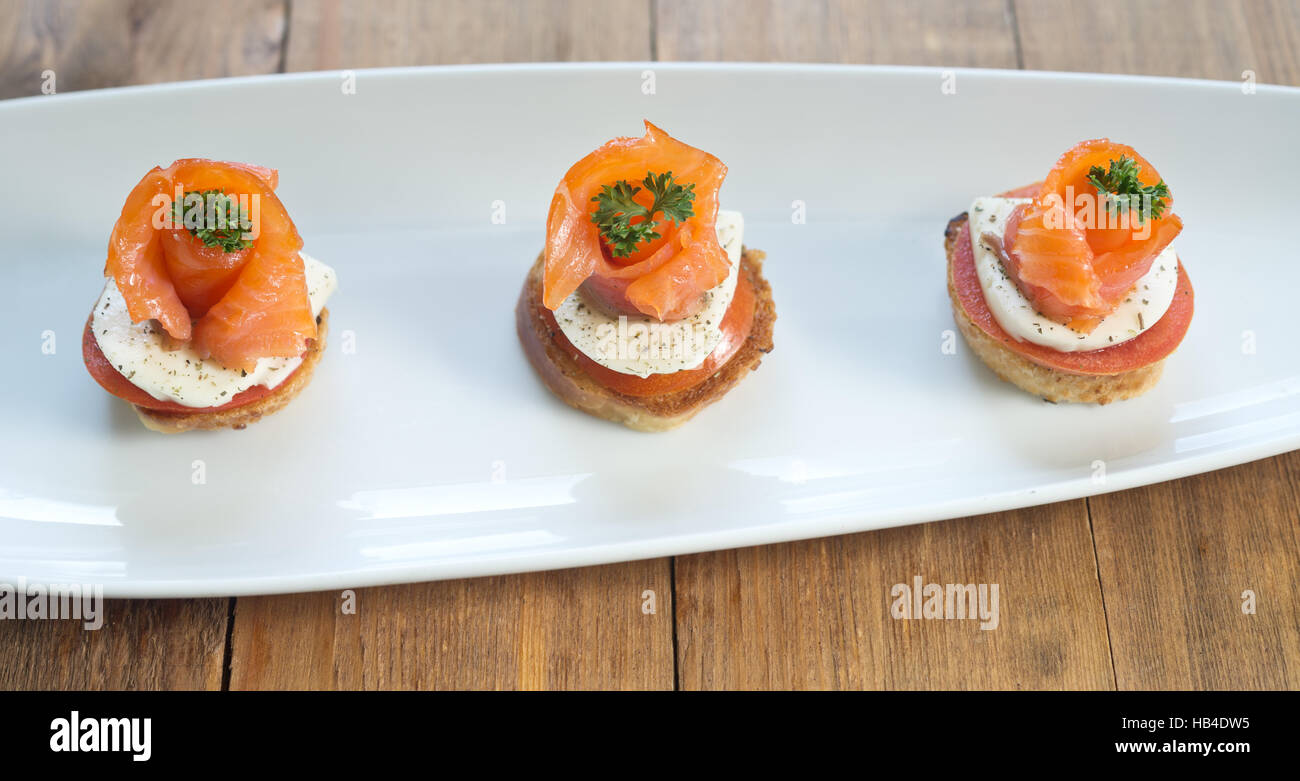 canapes with red fish Stock Photo - Alamy