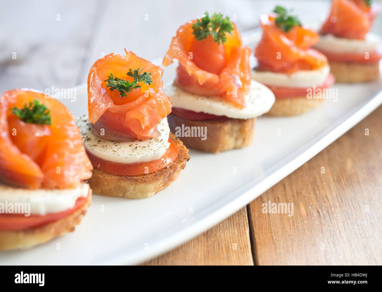 canapes with red fish Stock Photo - Alamy