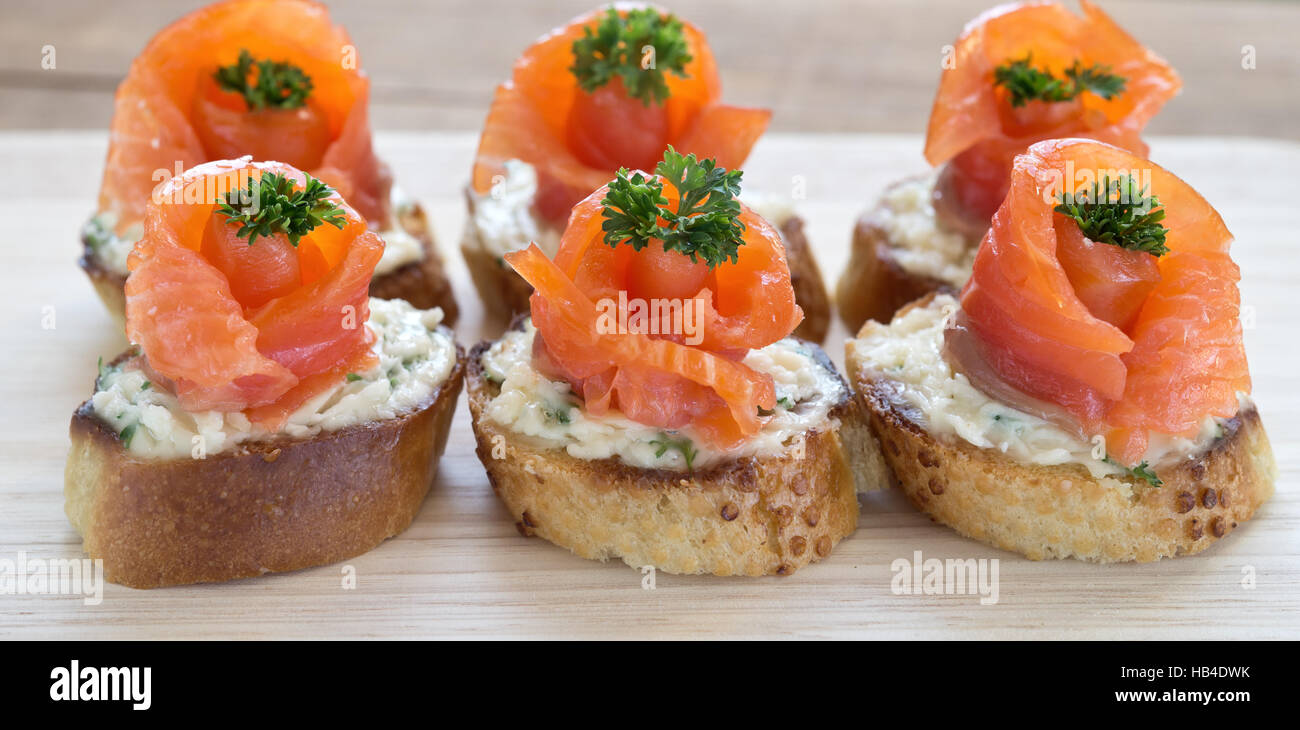 canapes with red fish Stock Photo - Alamy