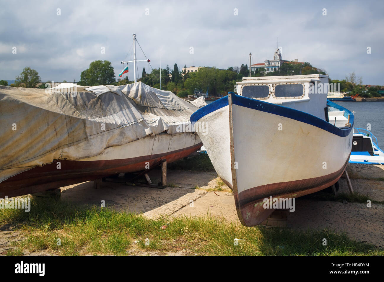 Rustic boats on bay hi-res stock photography and images - Alamy