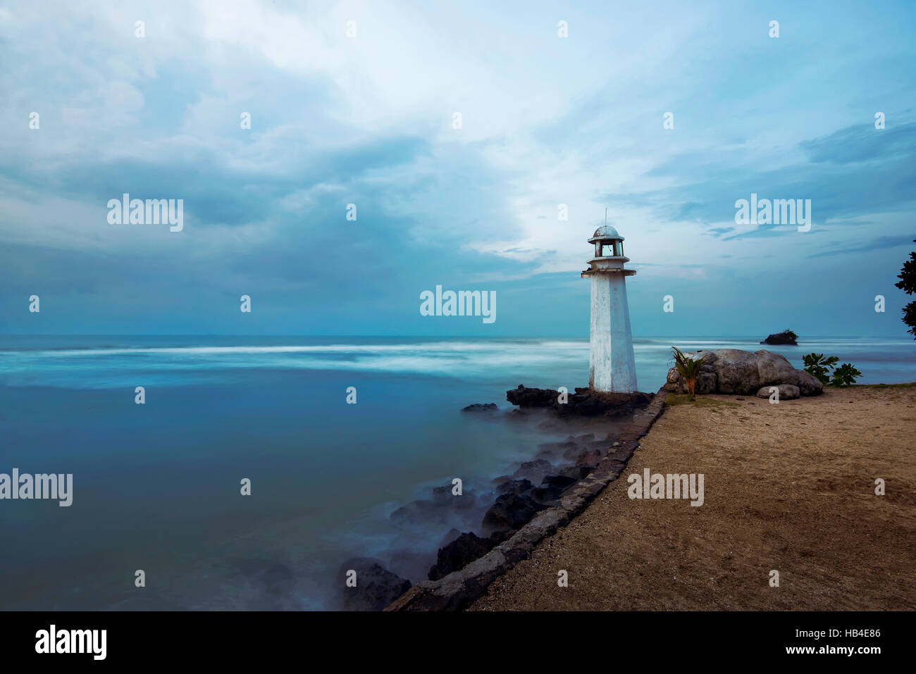 Lighthouse on the carita beach, banten, indonesia Stock Photo - Alamy