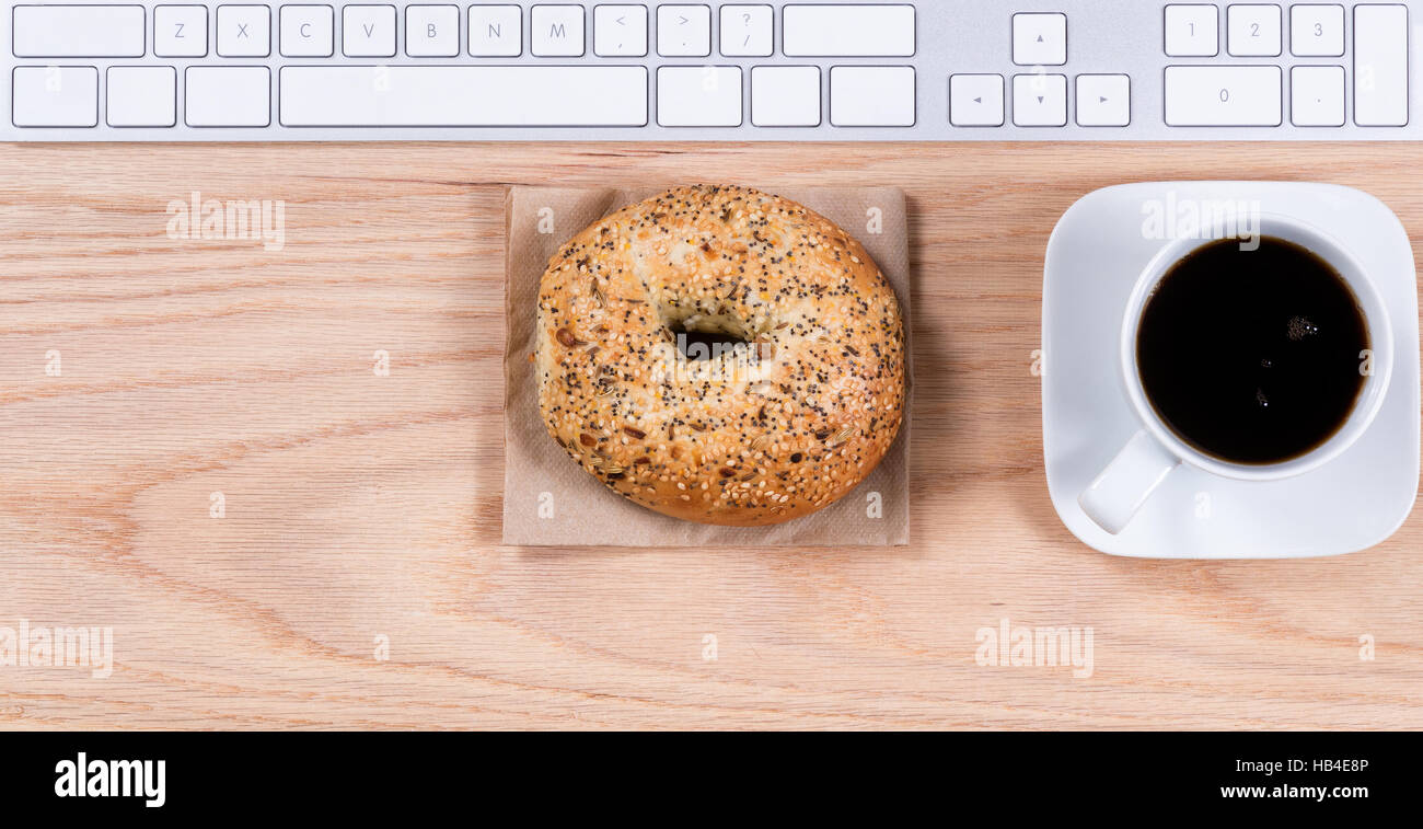 Red oak desktop with morning meal Stock Photo - Alamy