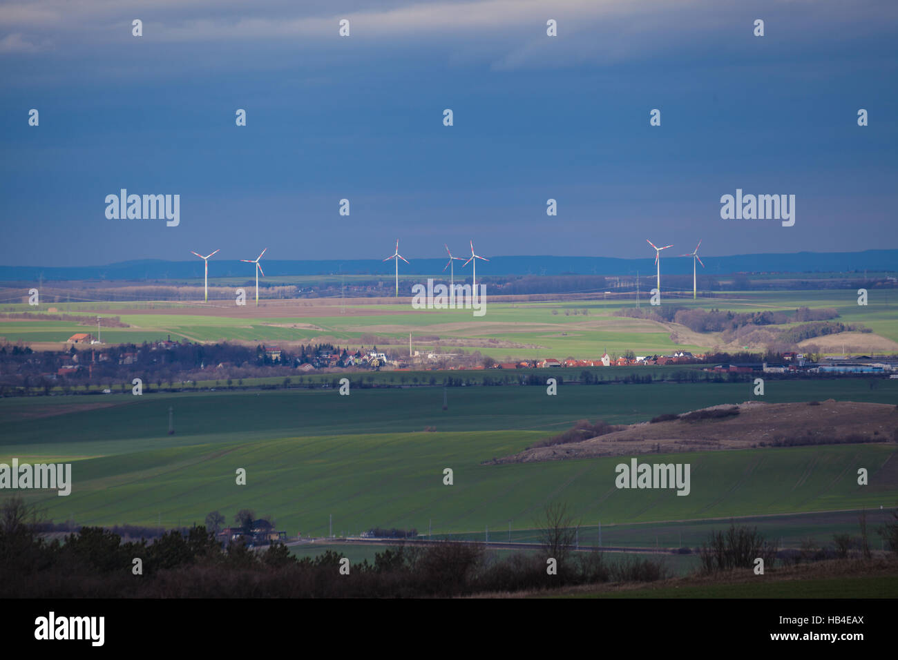 Landscape with windmill in spring Stock Photo - Alamy