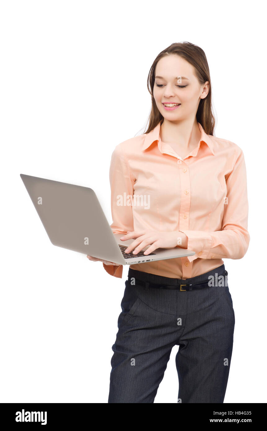 Pretty office manager isolated on white Stock Photo - Alamy