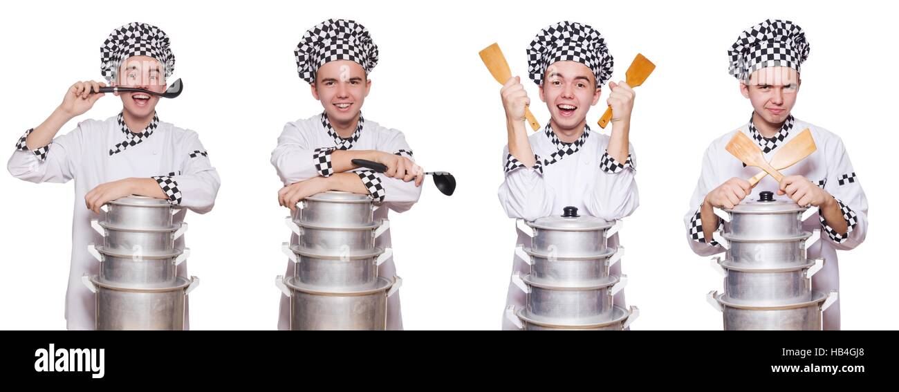 Set of photos with funny cook Stock Photo - Alamy