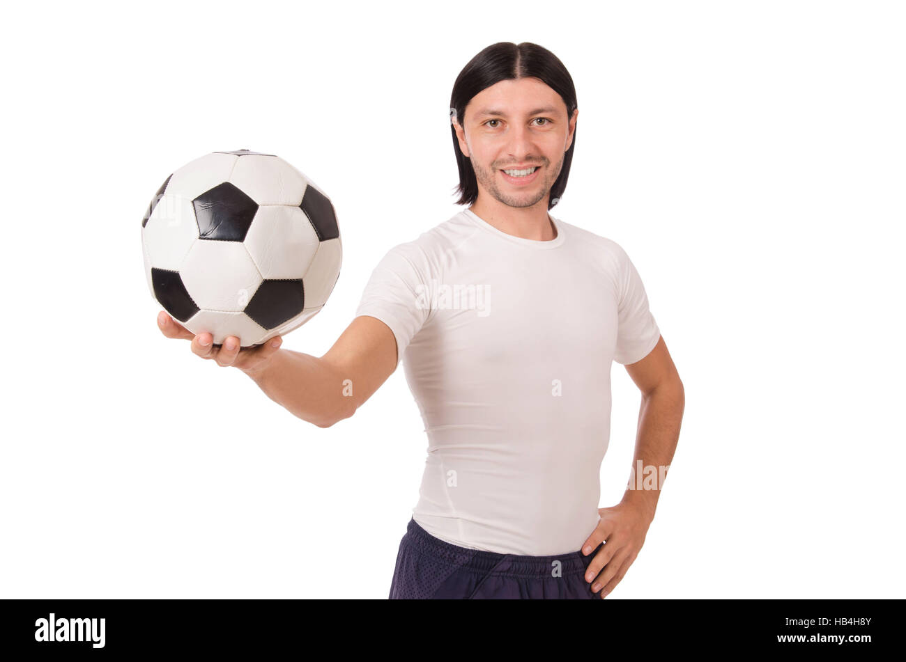 Young footballer isolated on the white Stock Photo - Alamy