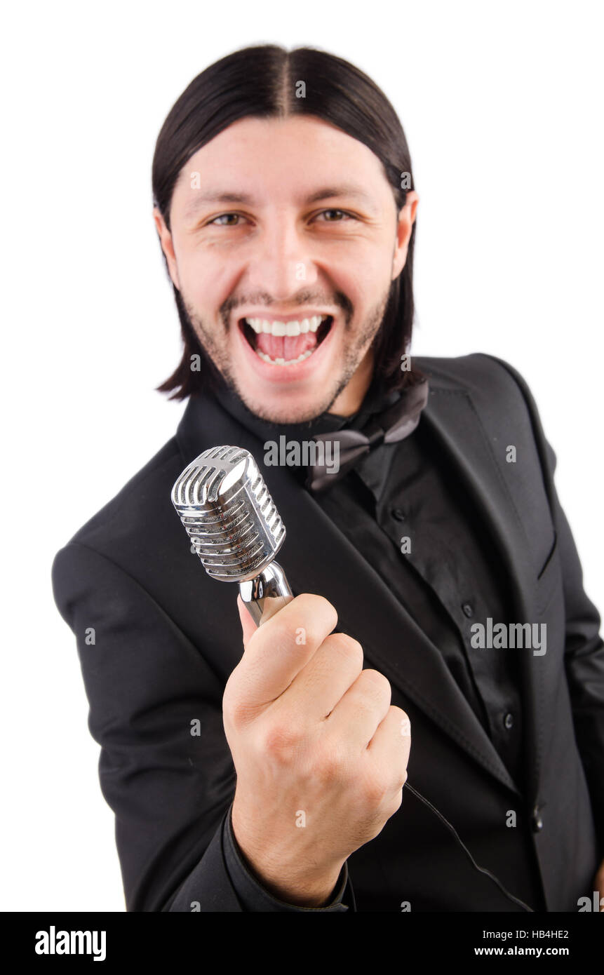Man singing in the karaoke club Stock Photo - Alamy