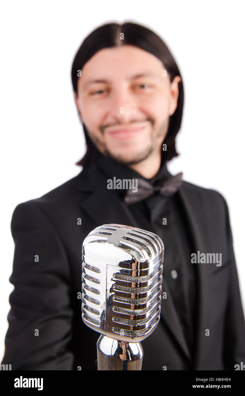 Man singing in the karaoke club Stock Photo - Alamy